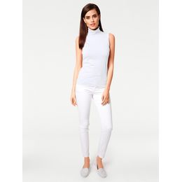 Damen Shirttop, wei&szlig;, Gr. 46, Linea Tesini BY HEINE, unifarben, 90% Polyamid, 10% Elasthan, Tops