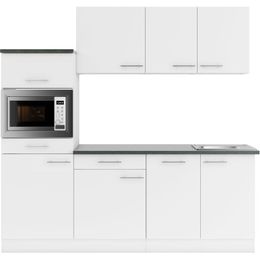 Optifit K&uuml;che &raquo;Bella&laquo; Breite 210 cm, wahlweise mit E-Ger&auml;ten wei&szlig; B/H/T: 210cm x 60cm,mit E-Ger&auml;ten
