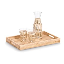 zeller Servierplatte &raquo;Stripes&laquo; Gummibaumholz FSC zertifiziert beige Holzwerkstoff B/H/L: 30,5cm x 4,5cm x 45,7cm