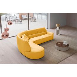 Egoitaliano Ecksofa &raquo;Puffy, extravagant & edel, Retro Designsofa, hoher Sitzkomfort, L-Form&laquo; mit Ottomane, wahlweise mit und ohne elektrischer Relaxfunktion gelb 