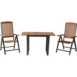Merxx Balkonset &raquo;&raquo;Athos&laquo;&laquo; Set, 3 Stk. tlg. R&uuml;ckenlehne 5-fach verstellbar, Tischplatte aus Akazienholz beige Akazienholz FSC 100% Auszugsplatte, 