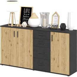 FMD Kommode &raquo;Albi&laquo; schwarz Holzwerkstoff B/H/T: 160cm x 83cm x 35cm, 4 Stk., 3 Stk.