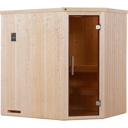 Weka Sauna &raquo;Varberg&laquo; Set, 7,5 kW Bio-Ofen mit digitaler Steuerung beige Bio-Ofen, externe Steuerung, 7,5 kW