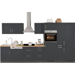 KOCHSTATION K&uuml;chenzeile &raquo;KS-Stockholm &ndash; K&uuml;che mit hochwertiger und detailreicher Landhausfront&laquo; Breite 370 cm, wahlweise mit E-Ger&auml;ten,mit MDF-Fronten