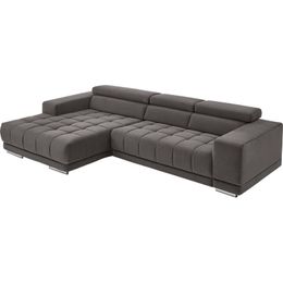 Die PlanBar Ecksofa &raquo;MP-IN15053 L-Form extra breiter Schenkel&laquo; wahlweise mit Kopfteilverstellung und manueller Vorziehbank grau 100% Polyester B/H/T: 