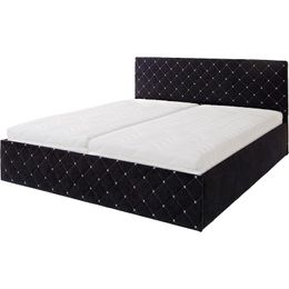 Westfalia Schlafkomfort Polsterbett inkl. Bettkasten bei Ausf&uuml;hrung mit Matratze schwarz Bezug Bett: Microfaser (100% Polyester);Bonnell-Federkernmatratze: 51% Polypropylen, 