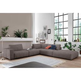 Musterring Ecksofa &raquo;LUCIA L-Form&laquo; in vielen Qualit&auml;ten und 4 verschieden N&auml;hten braun Flachgewebe FLORIS (100% Polyester);Flachgewebe VALMONT (60% Baumwolle/ 40%