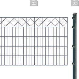 Arvotec Doppelstabmattenzaun &raquo;EXCLUSIVE 100 zum Einbetonieren "Karo" mit Zierleiste&laquo; Zaunh&ouml;he 100 cm, Zaunl&auml;nge 2 - 60 m grau Kunststoff, Stahl H/L: 100cm x 