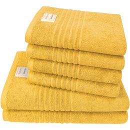 Dyckhoff Handtuch Set &raquo;Nature&laquo; Set 6 Stk. Frottier 6er Set: 4x Handt&uuml;cher, je 50 x 100 cm & 2x Badetuch 70 x 140 cm gelb Frottier, Obermaterial: 100% Baumwolle