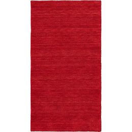 Dekowe Wollteppich &raquo;Lindsay&laquo; rechteckig 12 mm H&ouml;he Handweb Teppich, Kurzflor, reine Wolle, handgewebt rot Wolle B : 65cm 1 Stk., 12mm, L: 130cm