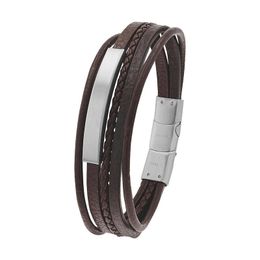 Tom Tailor Herren Tom Tailor Lederarmband &raquo;Schmuck Geschenk Edelstahl Leder&laquo; braun 21,5cm, Edelstahl Leder