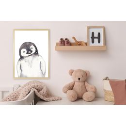 queence Bild mit Rahmen &raquo;Pinguin&laquo; Fantasy Pinguine Tiere 1 Stk. tlg. HD Premium Posterdruck mit Echtholzrahmen schwarz Holz, Plexiglas B/H/T: 50cm x 