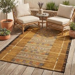 Gino Falcone Teppich &raquo;Outdoor-Africa 38&laquo; rechteckig 5 mm H&ouml;he Flachgewebe, Ethno Style, In- und Outdoor geeignet gold Kunstfaser B : 120cm 1 Stk., 5mm, L: 180cm