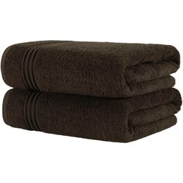 HAMMETEX Saunatuch &raquo; 2er Set extra gro&szlig;e Saunat&uuml;cher&laquo; 100% Baumwolle &ndash; Weich & Saugf&auml;hig &ndash; Luxuri&ouml;se Gro&szlig;e Spa-Badet&uuml;cher braun Frottier, Baumwolle B/