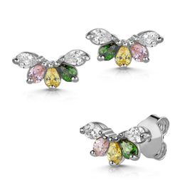 Firetti Damen Paar Ohrstecker &raquo;Schmuck Geschenk Silber 925 Ohrschmuck Ohrringe Flower Blume&laquo; Made in Germany - mit Zirkonia (synth.) bunt Silber 925 (