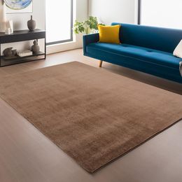 Ayyildiz Teppiche Teppich &raquo;JOY 1400, auch als L&auml;ufer und in Rund erh&auml;ltlich&laquo; rechteckig 11 mm H&ouml;he besonders weich, uni Kurzflor, Wohnzimmer, Kinderzimmer braun 