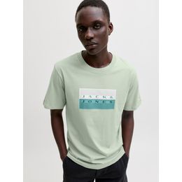 Jack & Jones JACK & JONES Herren Kurzarmshirt "JCOFUSION DOTS PRINT TEE SS CREW SN"aqua gray, Gr. M, bedruckt, Jersey, Obermaterial: 100% Baumwolle, Shirts,