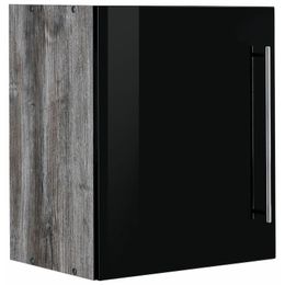 KOCHSTATION H&auml;ngeschrank &raquo;KS-Samos&laquo; 50 cm breit schwarz eichefarben vintage, B/H/T: 50cm x 57cm x 34cm, T&uuml;ren: 1 Stk.