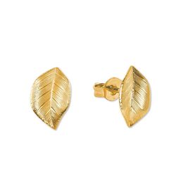 Amor Damen Paar Ohrstecker &raquo;Bl&auml;tter&laquo; Made in Germany gold Gelbgold 375