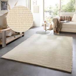 Theko Wollteppich &raquo;Alm-Gl&uuml;ck&laquo; rechteckig 12 mm H&ouml;he reine Wolle, meliert, handgewebt, Wendeteppich, auch als L&auml;ufer wei&szlig; Schurwolle B : 250cm 1 Stk., 