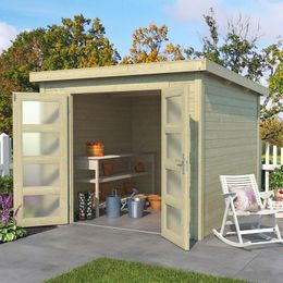 Lasita Maja Gartenhaus &raquo;Zambezi 5&laquo; Blockbohlenhaus 28mm beige Massivholz ohne Fu&szlig;boden, ohne Dacheindeckung
