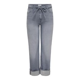 Only Carmakoma Damen Only CARMAKOMA Straight-Jeans &raquo;CARGIANNA MW FOLD UP STRAIGHT AZ752&laquo; Baumwollmischung, Regular Waist grau 46, L&auml;nge 32