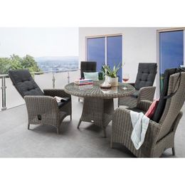 Destiny Garten-Essgruppe &raquo;PALMA LUNA&laquo; 4x Hochlehner, 1x Tisch, inkl. Auflagen, 9 Stk. tlg. Aluminium, Polyrattan grau Aluminium, Wicker/Kunststoffgeflecht B/H