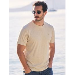 Lerros Herren Rundhalsshirt "T-Shirt aus Baumwoll-Leinen-Mix in moderner 2-Tone-Optik", beige, Gr. XXL, 73% Baumwolle, 27% Leinen, Shirts