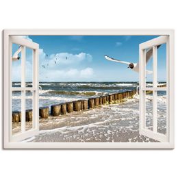 Artland Wandbild &raquo;Fensterblick - Ostsee&laquo; Fensterblick 1 Stk. tlg. als Leinwandbild, Poster in verschied. Gr&ouml;&szlig;en wei&szlig; Leinwand B/H/T: 70cm x 50cm, Leinwandbild