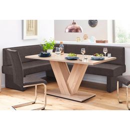 Home Affaire Eckbank &raquo;Nils&laquo; Sitz und R&uuml;cken gepolstert, verschiedene Qualit&auml;ten braun Holzwerkstoff, Massivholz, Polyester B/H/T: 222cm x 89cm x 162cm