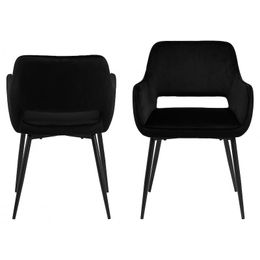 ACTONA GROUP Esszimmerstuhl &raquo;Ranja&laquo; () 2er Set, Metallbeine und Armlehnen, Sitzh&ouml;he 47 cm schwarz 100% Polyester B/H/T: 56cm x 79cm x 60cm, Luxus-
