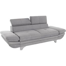 COTTA Polstergarnitur &raquo;Enterprise&laquo; Set, Set bestehend aus: 2-Sitzer mit Kopfteilverstellung & Hocker grau B/H/T: 214cm, Chenille-Struktur,mit 