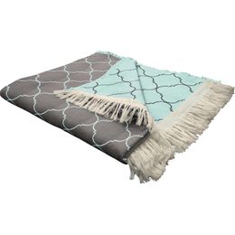 Adam Wohndecke &raquo;Indian Cortezada&laquo; mit tollem Muster, Kuscheldecke blau Baumwolle B/L: 145cm x 190cm
