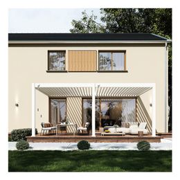 Weide Deluxe Plus Wand Pavillon Terrassen&uuml;berdachung Aluminium 4 X 6 M Wei&szlig;