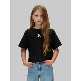Calvin Klein Jeans M&auml;dchen T-Shirt Rundhalsausschnitt, bequeme Passform, reine Baumwolle schwarz 6 (116)