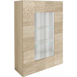 Home Affaire Vitrine &raquo;Miro&laquo; Stauraumvitrine, H&ouml;he 166 cm mit dekorativem Siebdruck braun Einheitsgr&ouml;&szlig;e