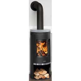 Justus Kaminofen &raquo;Faro 2.0 Speckstein Topplatte&laquo; Holzfach schwarz Luftdurchstr&ouml;mter Stangengriff mit Snap-Lock-System