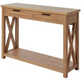Jahnke Konsolentisch &raquo;Chalet&laquo; 1 Stk. tlg. Konsolentisch mit 2 Schubladen und Ablage, Landhausstil, X-Design braun B/H/T: 110cm x 77,2cm x 34cm, Montana Eiche