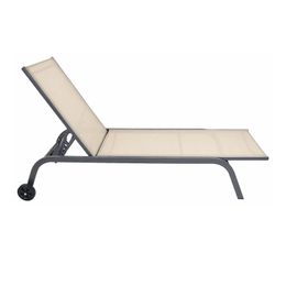 Vcm Sonnenliege rollbar, Ma&szlig;e ca. L. 192 x H. 32 x B. 58 cm, Garten Liegestuhl mit 5-fach verstellbarer R&uuml;ckenlehne, Strandliege - Sonlas 192x58