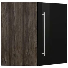 KOCHSTATION Eckh&auml;ngeschrank &raquo;KS-Samos&laquo; mit Metallgriff schwarz eichefarben vintage, B/H/T: 60cm x 57cm x 34cm, T&uuml;ren: 1 Stk.