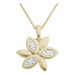 Firetti Damen Kettenanh&auml;nger &raquo;Schmuck Geschenk Gold 375 Halsschmuck Anh&auml;nger Blume&laquo; mit Brillanten gold 0,03 P2 = erkennbare Einschl&uuml;sse, Diamanten 