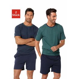 Le Jogger Herren Le Jogger Pyjama 4 tlg. Schlafanzug im Streifendesign bunt 48/50