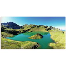 Artland Leinwandbild &raquo;Schrecksee Bayerischen Hochalpen&laquo; Berge & Alpenbilder 1 Stk. tlg. auf Holzrahmen gespannt gr&uuml;n Leinwand B/H/T: 60cm x 30cm, Leinwandbild