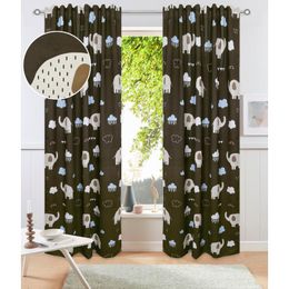 OTTO home Gardine &raquo;Maurrice&laquo; Multifunktionsband 1 Stk. tlg. Blickdicht, Multifunktionsband, Pflegeleicht, Elefanten Design braun Polyester 175cm, 