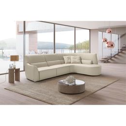 Egoitaliano Ecksofa &raquo;Puffy, extravagant & edel, Retro Designsofa, hoher Sitzkomfort, L-Form&laquo; mit Ottomane, wahlweise mit und ohne elektrischer Relaxfunktion wei&szlig; 