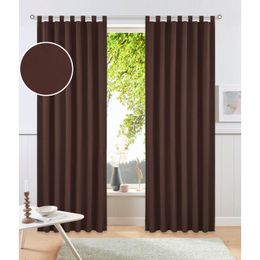 OTTO home Vorhang &raquo;Parry&laquo; Schlaufen 2 Stk. tlg. 2-er Set, blickdicht, monochrom, basic braun Polyester, Recyceltes Material 175cm, Schlaufen, 140cm