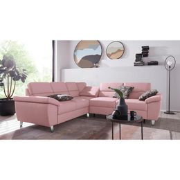 Sit & More sit&more Ecksofa &raquo;Sorano L-Form&laquo; wahlweise mit Bett- und Relaxfunktion, inkl. Bettkasten rosa B/H/T: 249cm x 88cm x 229cm, Struktur fein, langer 