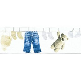 Livingwalls living walls Bord&uuml;re &raquo;Little Stars&laquo; Motiv Strukturmuster gemustert leicht strukturiert Tapete Kinder Borte Kinderzimmer Schlafzimmer modern Design 