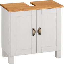 Home Affaire Waschbeckenunterschrank &raquo;Oslo&laquo; Breite 60 cm wei&szlig; Massivholz B/H/T: 60cm x 55cm x 30cm