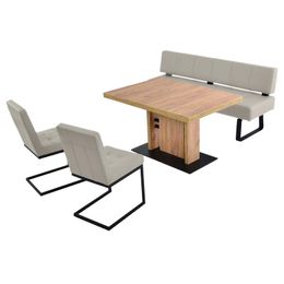 K+w Komfort & Wohnen K+W Komfort & Wohnen Essbank &raquo;Spider II Polsterbank&laquo; Sitzsteppung, bequem durch Sandwichbauweise, Metallkufe in schwarz grau B/H/T: 192cm x 88cm x 